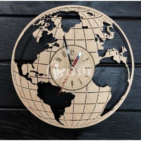 World map clock Design case for laser cutting