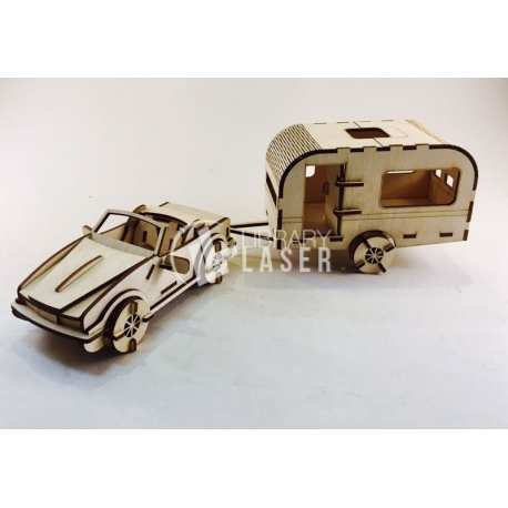 Convertible with trailer for laser cutting