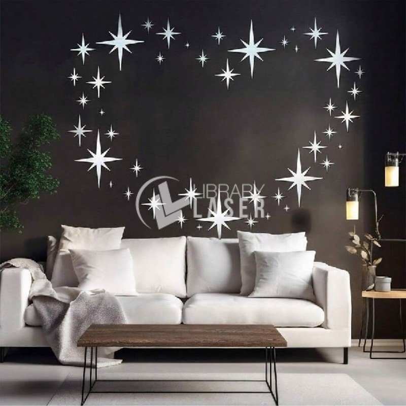 Star Design Mirror Wall Sticker 3d Acrylic Mirror Decal For Home